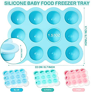 Potchen 3 Pack Baby Food Storage Container 12 Cup Silicone Baby Food Freezer Tray with Lid Stackable Reusable Silicone Baby Food Freezer Storage Tray for Food Vegetable Fruit Puree and Breast Milk