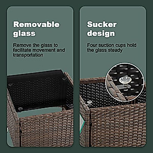 FDW Outdoor Patio Furniture Set，3 Pieces Wicker Bistro Set Outdoor Patio Set Rattan Chair Conversation Sets Patio Sofa Wicker Table Set for Yard Backyard Lawn Porch Poolside Balcony,Blue Cushion