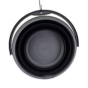 SAMMART 10L (2.64Gallon) Collapsible Fishing Bucket - Foldable Round Tub - Portable Plastic Water Pail - Space Saving Outdoor Waterpot - Trunk Organizer (1, Grey/Black)