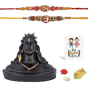 SATVIK Adiyogi for Car Dashboard Idol/Murti/Statue Aadiyogi Shiv Black Matte Finish Idol Murti for Mandir/Temple and Home