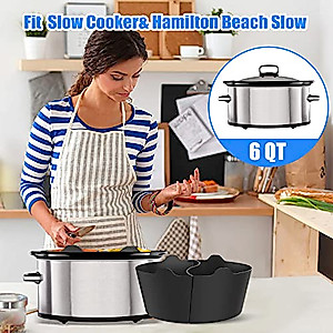 Esycooying Silicone Slow Cooker Divider Liners, Reusable/Easy Clean/BPA Free/Leakproof/Silicone Slow Cooker Divider, Dishwasher Safe Divider Liner for Most 6 Quart Slow Cooker