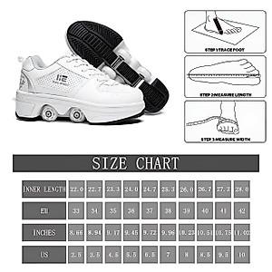2-in-1 Roller Skates Shoes with Retractable 4 Wheels & Pop-Out Deformation Sneakers Outdoor Sports Skating Shoes for Girls Boys