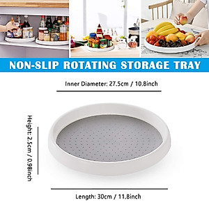 Roninkier Pantry Cabinet Lazy-Susan Turntable - Non-Skid Lazy Susan Organizer for Cabinet, Pantry, Kitchen, Countertop, Vanity Display Stand, 10-Inch and 12-Inch, White/Gray, 4-Pack