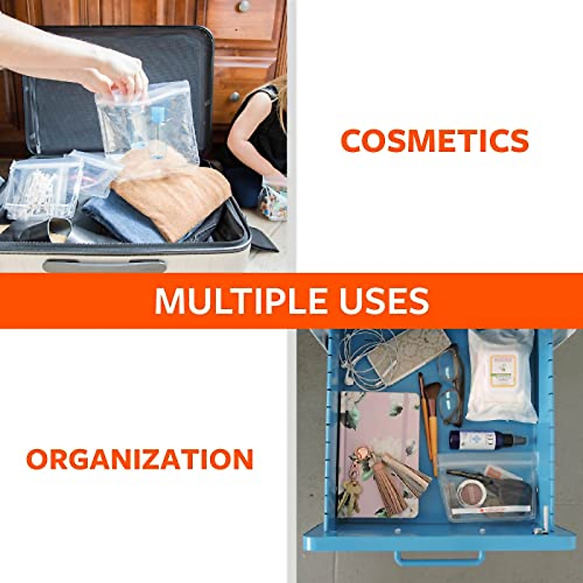 Full Circle Ziptuck Reusable Travel Bag Set – 1 Mini Bag and 1 Travel Bag - Multi-Use Leak-Free Travel Storage Bags – BPA-Free, Food-Safe & Reusable, Palm Leaves