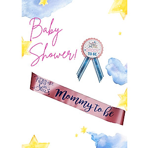 Twinkle Little Star Baby Shower Mommy to be & Daddy Pin Pink Blue Gift Set Galaxy