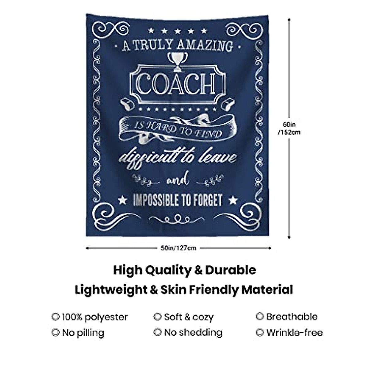 Coach Gifts Blanket 60"×50" - Best Coach Gifts For Men Women - Basketball Coach Gifts - Cheer Gifts For Coach - Football, Hockey, Baseball, Softball, Gymnastics Coach Appreciation Gift Throw Blanket