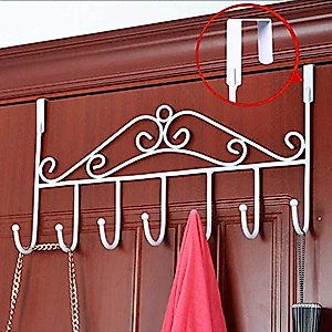 ZYHOOOE Over Door Hanger Organizer,7 Hooks Metal Storage Rack for Home Use Hats Coats Key Bag Clothes Scarfs