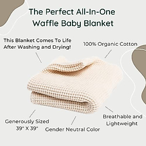 judith + lain Waffle Baby Blanket Boho Knit Swaddle - 39"x39" Neutral Receiving Blankets 100% Cotton | Gender Neutral Baby Registry Newborn Essentials