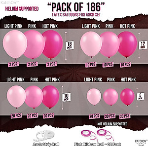 KatchOn, Pink Balloon Arch Kit - 18 Inch, Huge Pack of 186 | Hot Pink Balloons for Pink Party Decorations | Hot Pink Birthday Decorations | Bachelorette Party Decorations, Bridal Shower Decorations