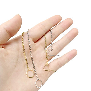 Honbay 2PCS Pierced Indian Nose Rings with Chain Nose to Ear Chain