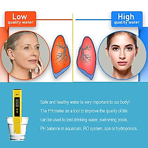 Digital PH Meter, PH Meter 0.01 PH High Accuracy Water Quality Tester with 0-14 PH Measurement Range for Household Drinking, Pool and Aquarium Water PH Tester Design with ATC