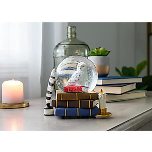 Elanze Designs Snowy White Owl 100MM Sturdy Wind Up Musical Glitter Water Snow Globe Tabletop Dresser Nightstand Figurine Decoration Plays Tune Fantasie Impromptu