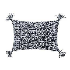 Splendid Home Knitted Jersey Decorative Pillow Throw Pillow, 12x18, Navy/White