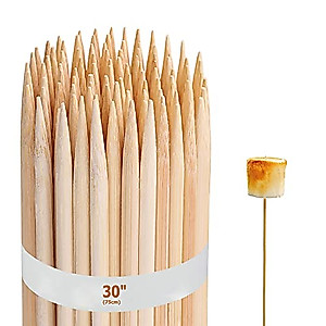 30 Inch / 75cm Extra Long Wood Skewers 50Pcs, Heavy Duty Bamboo Wooden Marshmallow Sticks for Fire Pits Roasting Campfire, Kids Safe Disposable Camping Skewer for Smores Grilling Kebab BBQ Barbecue