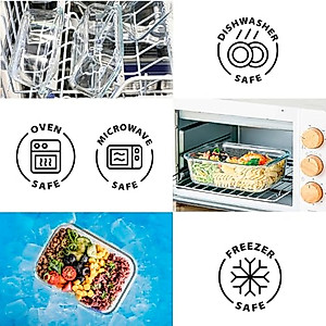 NINJAMO 24 Piece Glass Microwave Dishwasher Safe Storage Prep Meal Containers with Lids Leak Proof (Gray)