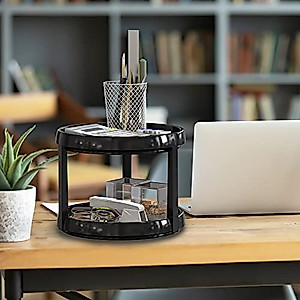 Simple Houseware 2 Tier Turntable Lazy Susan Multifunctional Organizer, Rustic Brown