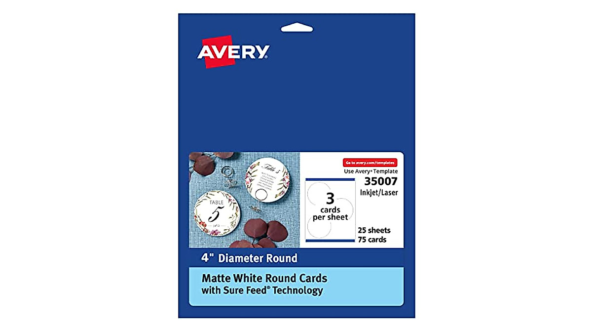 Avery 4-Inch Round Cards with Sure Feed Technology - Printable ...