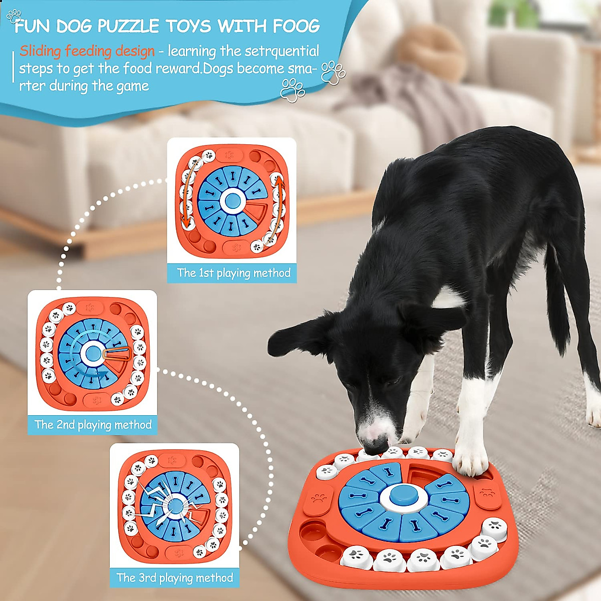 knitly Dog Puzzle Toys for IQ Training & Mental Enrichment, Interactive Dog Toys for Large Medium Small Dogs，Dog Treat Puzzle Dispensing Slow Feeder with Squeaky Design for Training & Fun Feeding