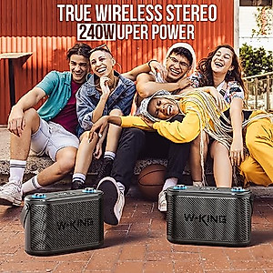 W-KING 120W RMS(240W Peak) Bluetooth Speakers with Huge Bass, 2.1ch 3-Way/Adjustable Bass Treble/Guitar Port/UHF Microphone/Accompaniment/REC/Live/HP Monitor, Large Portable Outdoor Wireless Speaker