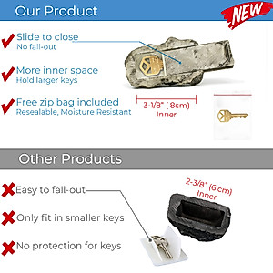 PANGAEA Key Hider Fake Rock, Weatherproof and Safe for Spare Keys, Real Look and Feel Stone, Garden, Outdoor, Geocaching (Type-A (Black), 1 Pack)