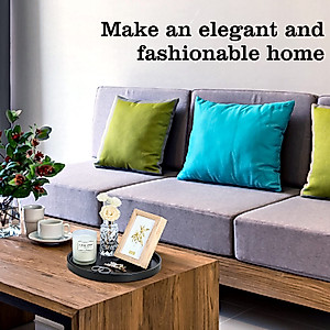 Emibele Vanity Tray, Resin Round Tray Decorative Storage Organizer for Bathroom Toilet Tank Bedroom Kitchen Countertop, Jewelry Storage Dresser Tray for Candle,Lotion Bottle,Cosmetics, Matte Black