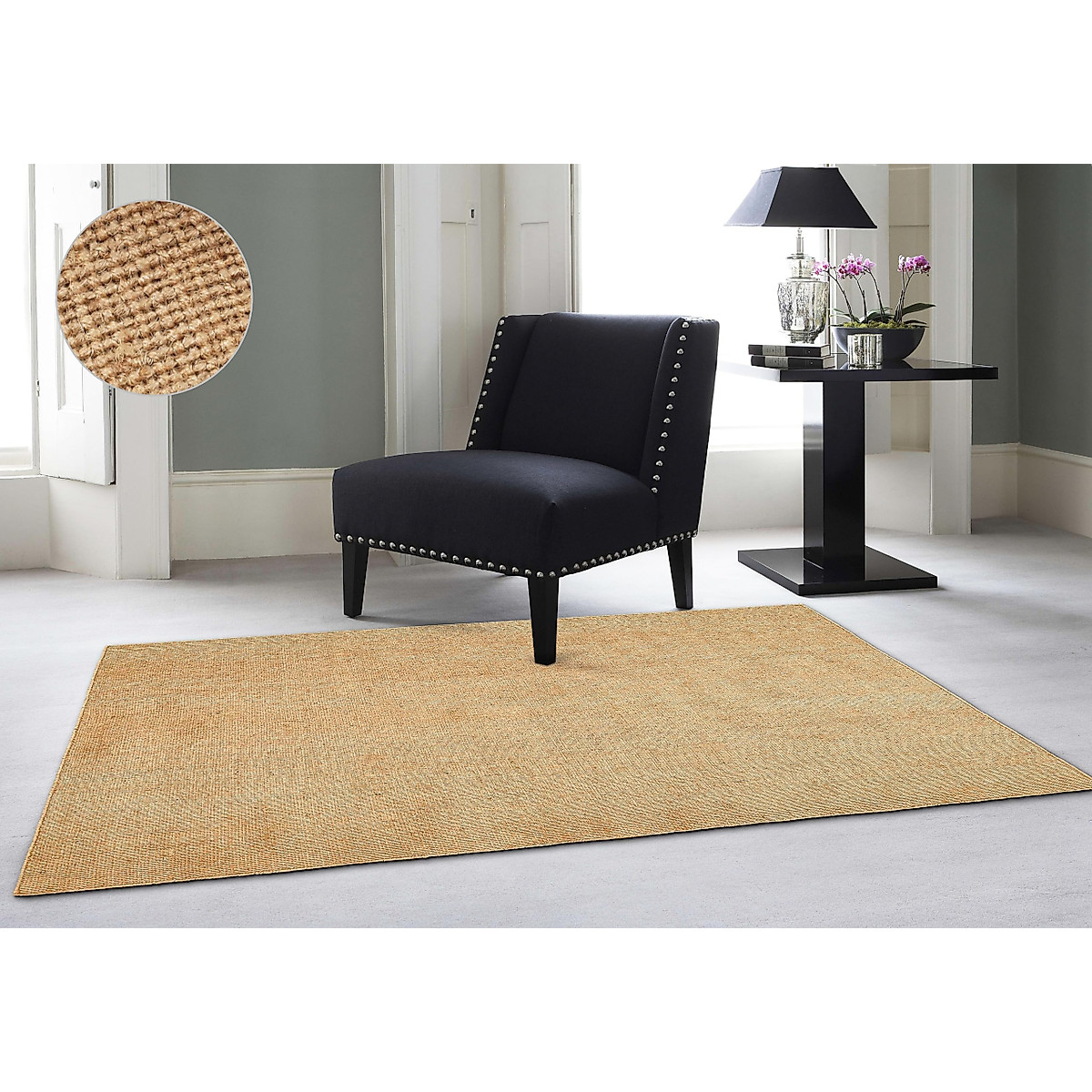 RIANGI Jute Rug - Natural Jute Rugs, Braided Rectangle Jute Rug 4 X 6 Area Rug, Versatile 4x6 Area Rug, Perfect Area Rug 4x6 for Farmhouse Rugs for Living Room - 4x6 Jute Rug