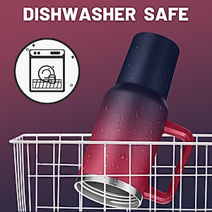 40 oz Insulated Tumbler with Handle and Straw Spout Lid - 100% Leak-proof Travel Coffee Cup, BPA Free Spill Proof Metal Mug, Vacuum Water Bottle- (Cold-34H & Hot-10H), Straw Cover, Silicone Boot