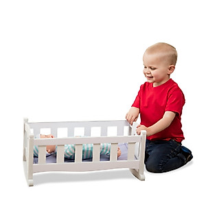 Melissa & Doug Mine to Love Wooden Play Cradle for Dolls, Stuffed Animals - White