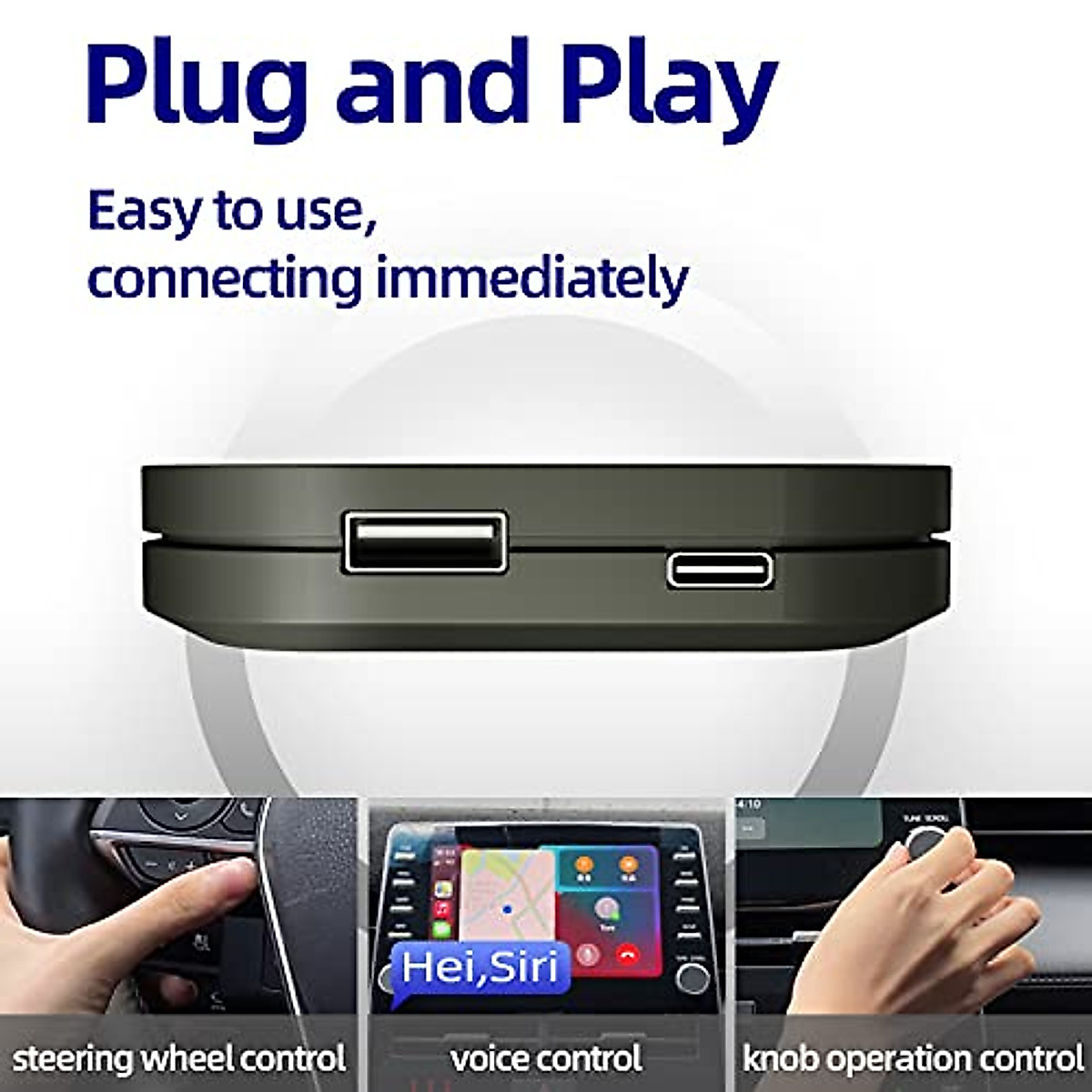 Fortdows Wireless CarPlay Adapter 2022 Speed Fastest Apple Wireless CarPlay Dongle Plug & Play 5Ghz WiFi Auto Connect No Delay Online Update，for OEM Wired CarPlay Cars Model Year After 2016