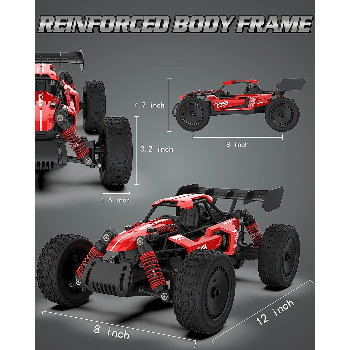 Giociiol 1:14 Remote Control Car, 2.4Ghz High-Speed RC Alloy Cars, 2WD All Terrains Grade Electric Rc Racing Truck, Toy Cars Buggy for Boys & Girls with Rechargeable Batteries for Car, Gift for Kids