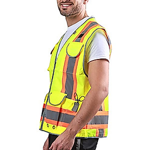 Kolossus Safety Vest for Men High Visibility Reflective Construction Tactical Vest (Yellow, X-Large)