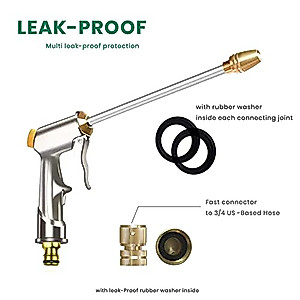 Garden Hose Nozzle, High Pressure Water Hose Nozzle Sprayer Head,fits 3/4” Garden Hose Thread,for Lawn & Garden,Washing Cars,Watering Garden,Cleaning,Showering Dogs&Pets