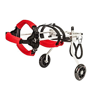 QingYi Dog Wheelchair , Adjustable Animal Exercise Wheels,Cart Pet Wheelchair for Handicapped Hind Legs Small Pet/Cat/Dog Walk (XXS), Red