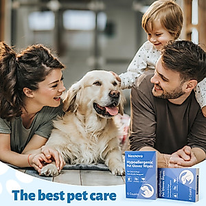 Nexnova™ Glove Wet Wipes for Pets Dogs and Cats, 5 pcs, Cleaning Deodorizing Bathing Hypoallergenic Grooming Unscented