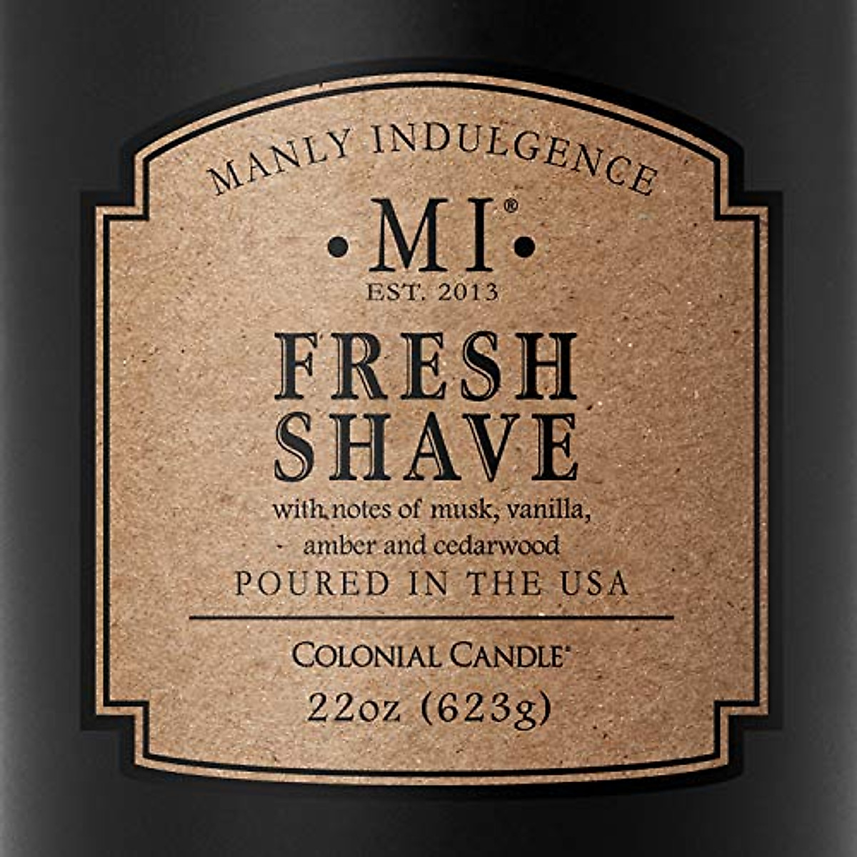 Manly Indulgence Fresh Shave Jar Candle 22 oz - Musk, Vanilla & Bergamot - Woodsy Amber & Cedarwood - Up to 120 Hours Burn - Soy Blend Wax, USA Poured