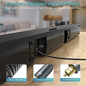 Optical Audio Cable, WARRKY 6ft Optical Cable [Braided, Slim Metal Case, Gold Plated Plug] Digital Audio Fiber Optic Cable Toslink, Compatible with Sound Bar, TV, Samsung, Vizio, Bose, LG, Sony, Sonos