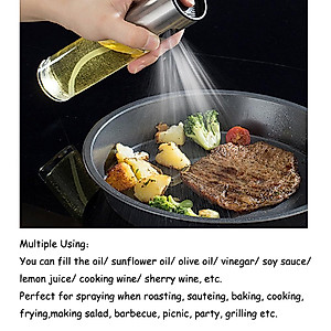 Oil Sprayer for Cooking, Olive Oil Sprayer,‎100ml Olive Oil Spray Bottle for Air Fryer, Food-Grade Oil Mister Transparent Glass Spray Bottle for Kitchen, BBQ, Salad, Baking, Roasting