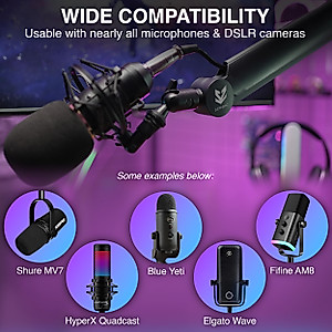 Sensic SA-30 Microphone Boom Arm, 360° Rotatable Mic Stand with 6 inch riser, Microphone Holder with 1/4", 3/8" and 5/8" Adapters, Professional Microphone Arm with Accessories, Mic Boom Arm Black