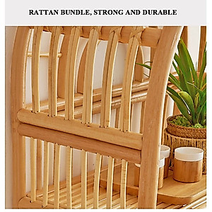 EESHHA Bookcase 4-Tier Arched Bookshelf, Rattan Tall Open Bookcase Storage Shelves, Wood Metal Freestanding Display Rack, Home Decor for Bedroom, Living Room