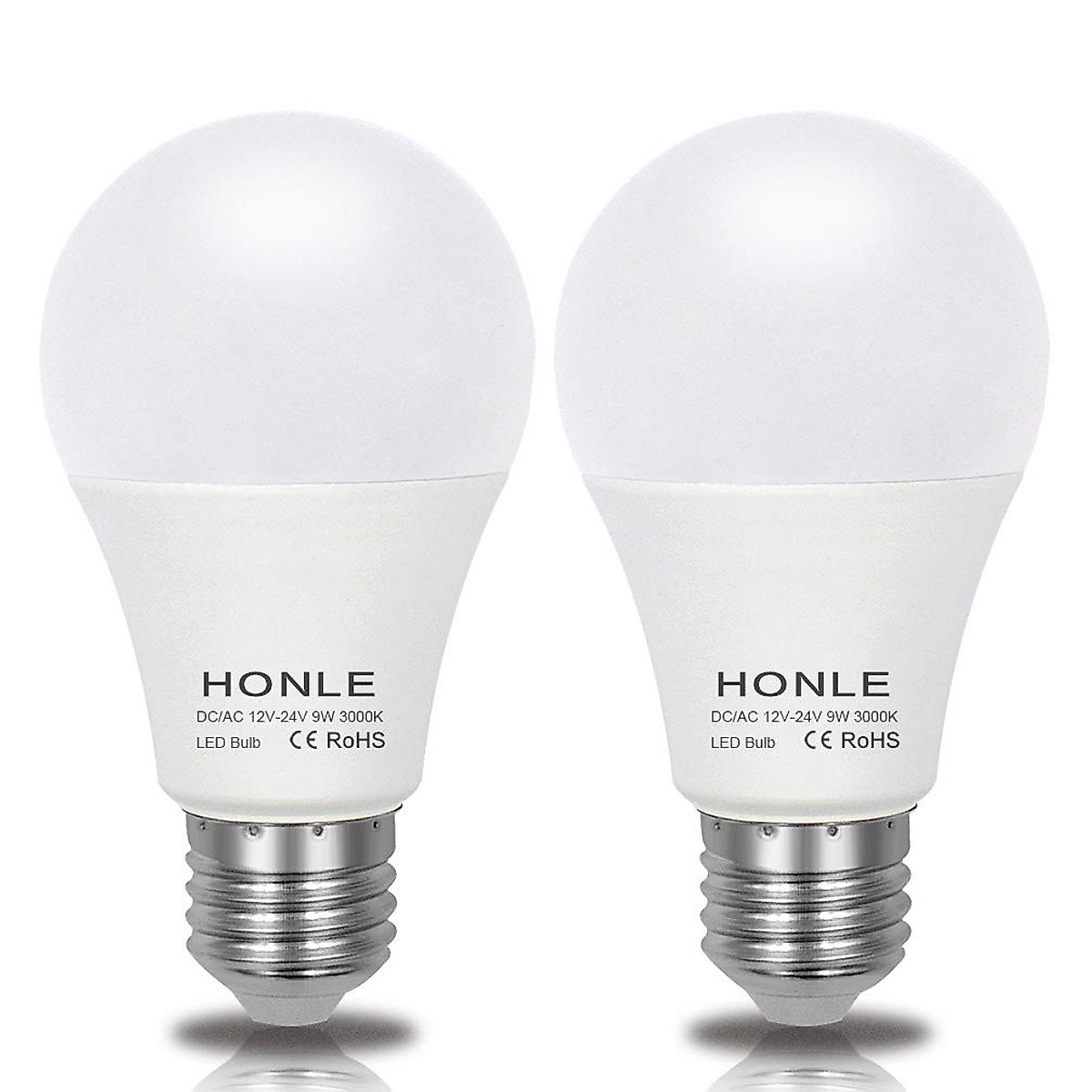 E26 LED Light Bulbs Warm White 3000k 12V 24V Low Voltage 9W Standard Edison Base A19 80w Halogen Bulb Equivalent Pack of 2