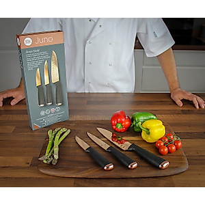 Taylors Eye Witness Juno Chrome 3 Piece Starter Knife Set - Paring, Utility & Santoku Knives. Precision Taper Ground. Strong Over Moulded Handle. 5 Year Guarantee