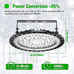 Viugreum 10 Pack 100W UFO LED High Bay Lights, 10000LM 6500K Daylight White Led Bay Light Fixtures, IP65 Waterproof Commercial Warehouse Lighting Workshop Indoor Outdoor Area Light