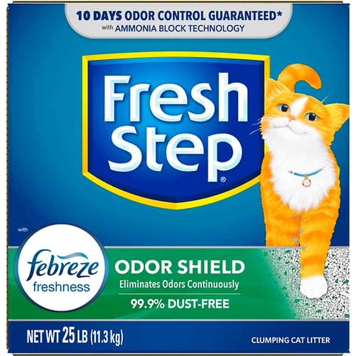 Fresh Step Odor Shield Scented Litter with the Power of Febreze, Clumping Cat Litter, 25 Pounds (Package May Vary)