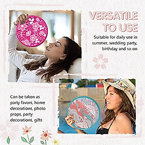 12 Pcs Round Japanese Style Foldable Hand Fan Summer Flower Handheld Folding Fan 4 Patterns Collapsible Handheld Fan Foldable for Women Girls Daily Use Festival Wedding Party Favors Home Decorations