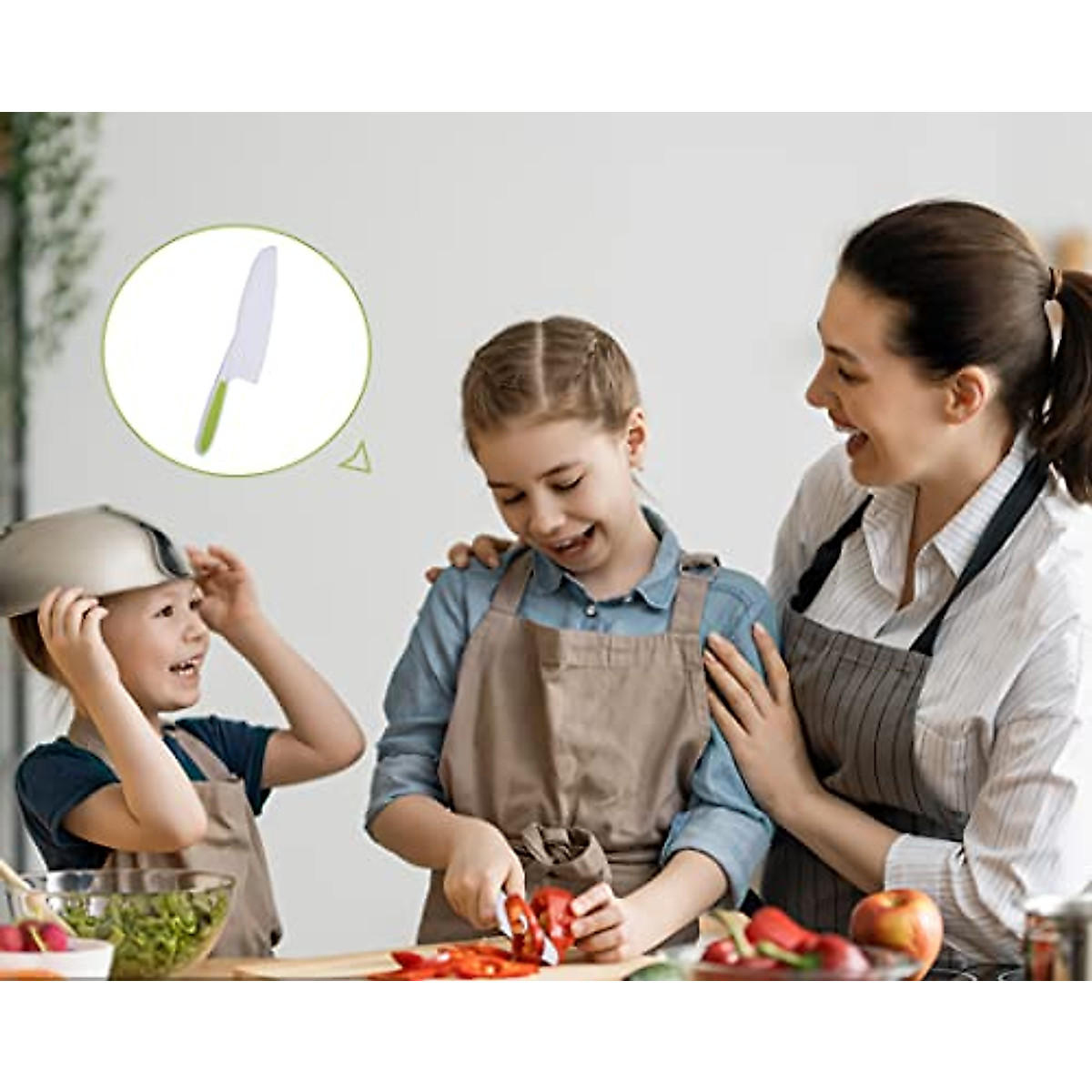 10 Pieces Wooden Kids Kitchen Knife Set, Include Wood Kids Knife Plastic Potato Slicers Cooking Knives Children's Safe Knifes Cake Scraper Kids Cute Rectangle Cutting Board