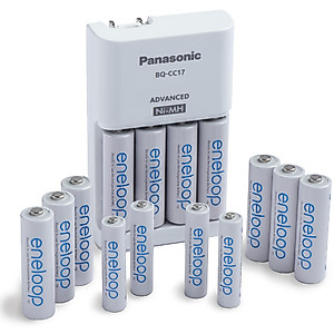 Panasonic K-KJ17MZ104A eneloop Power Pack; 10AA, 4AAA, and Advanced Individual Battery Charger