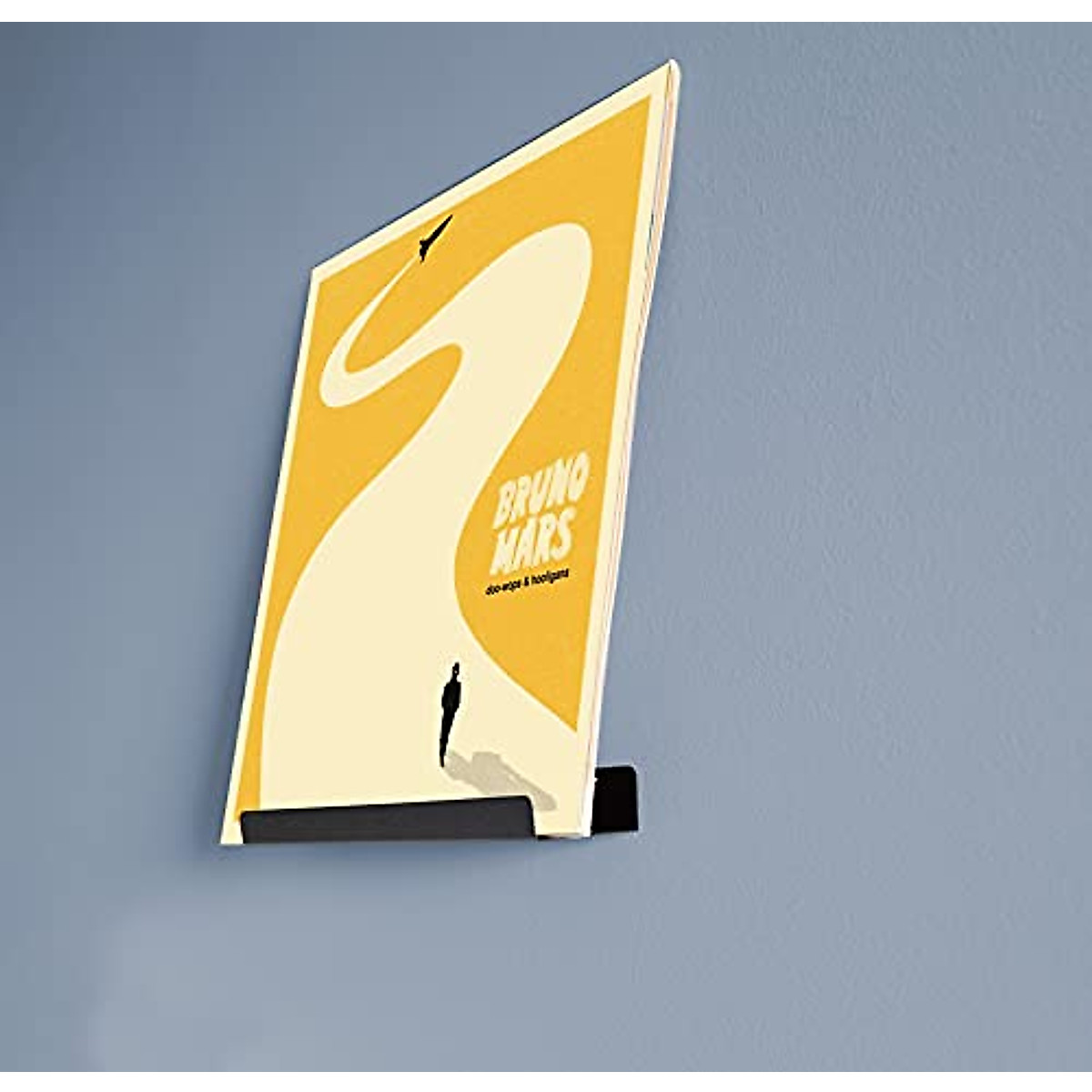 Crutello 8 Pack Vinyl Record Display Shelf - Wall Mounted Black Steel Record Holder Shelf - Pack of 8