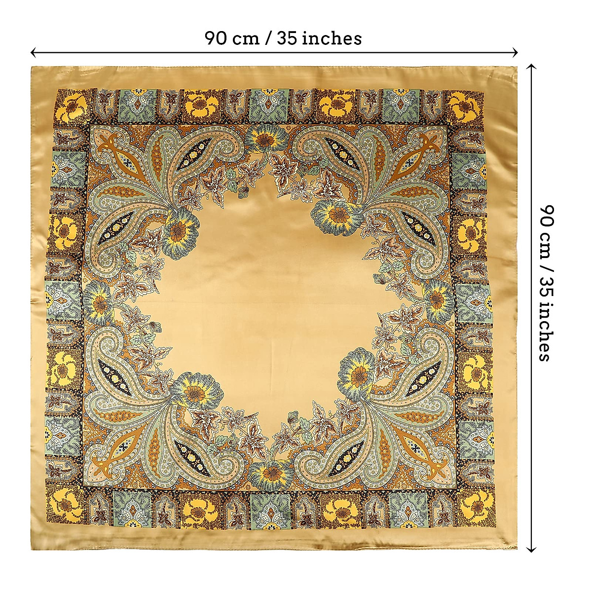 35" Satin Square Hair Scarf Bandanas - 3Pcs Large Silk Head Scarves Lightweight Satin Hair Kerchief Sleeping Hair Wraps for Women (Camel + Black + Beige)