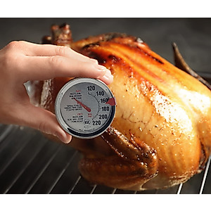 Cooksio 2.5 inch Analog Dial Oven Safe Meat Thermometer -Leave in Meat Thermometer for Oven - Deep Fry Thermometer for Meat, Chicken, Turkey, Deep Frying, Oil & Candle Making - Oven, & Dishwasher Safe