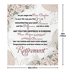 Retirement Gifts for Women Blanket 60"×50", Retirement blanket for Women, Happy Retirement Gifts for Nurses Teachers Mom Wife Female, Retired Gifts for Coworkers Boss, Retirement Throw Blankets